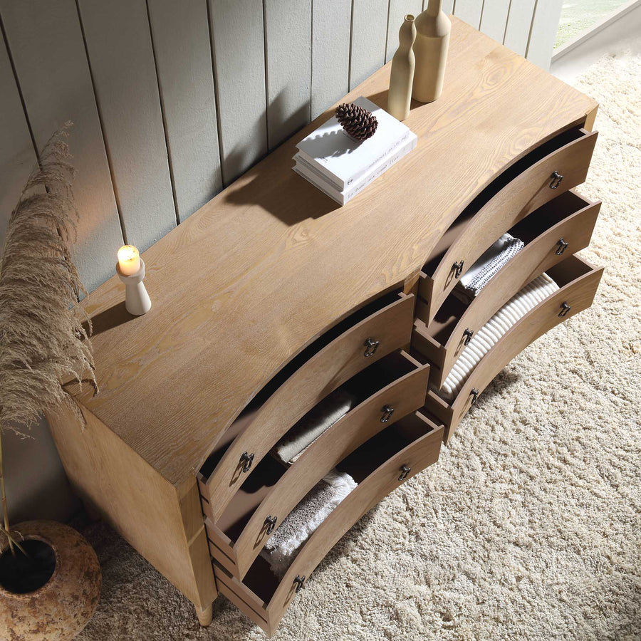Thalia Concave Double Chest of Drawers, Natural | daals