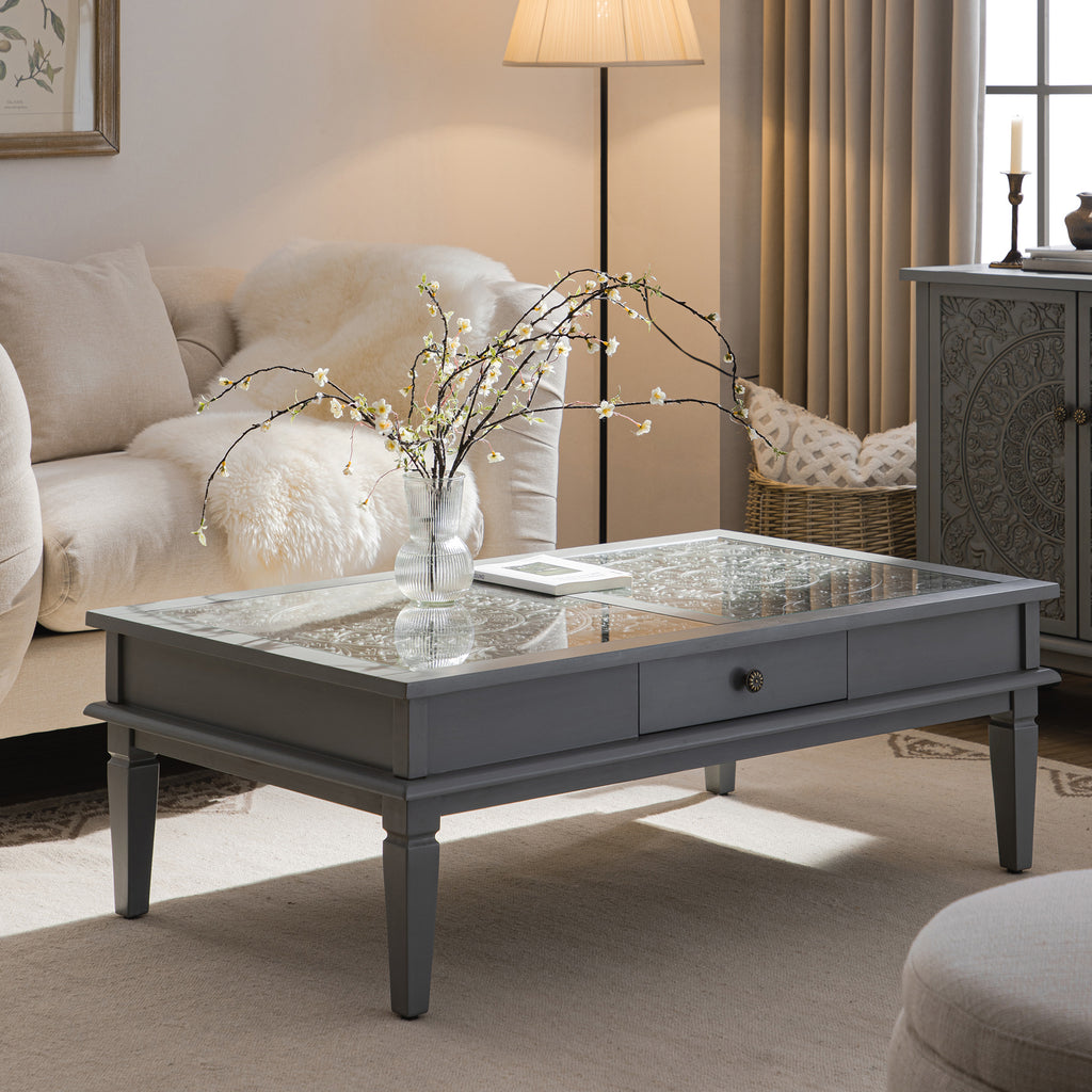 Chantilly Mid Grey Coffee Table with Drawers | daals