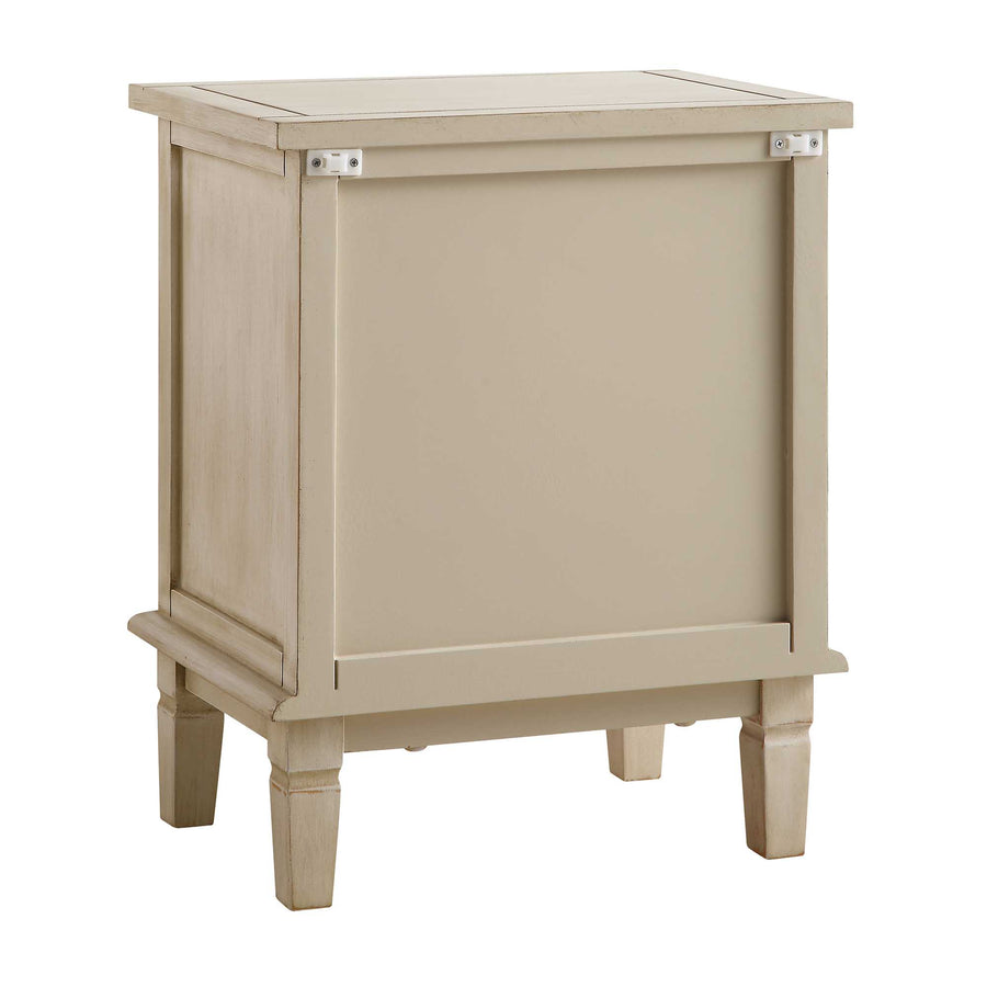 Chantilly Whitewashed Carved 2 Drawer Bedside Table | daals
