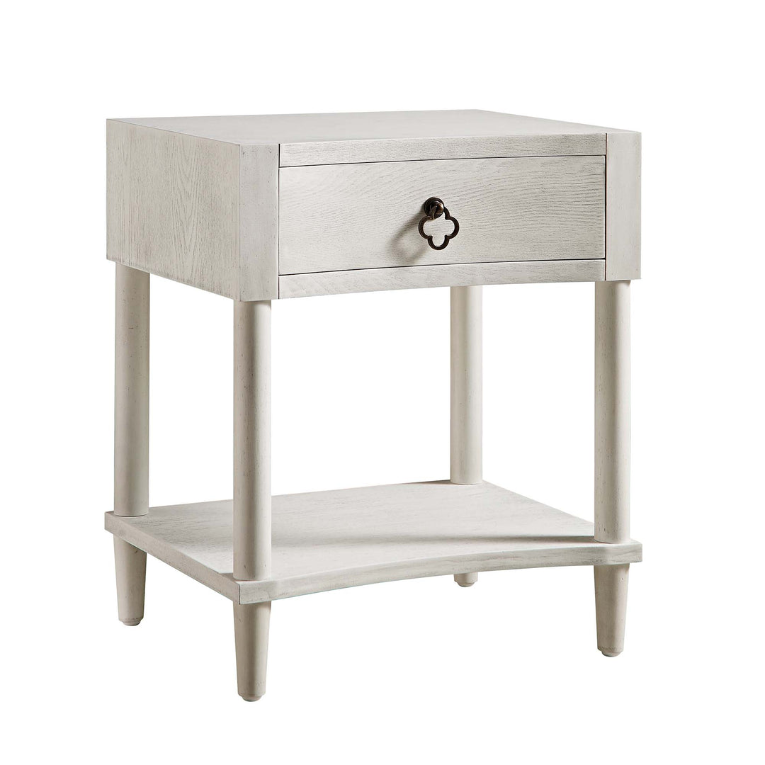 Thalia Concave 1 Drawer Bedside Table, Washed White | daals