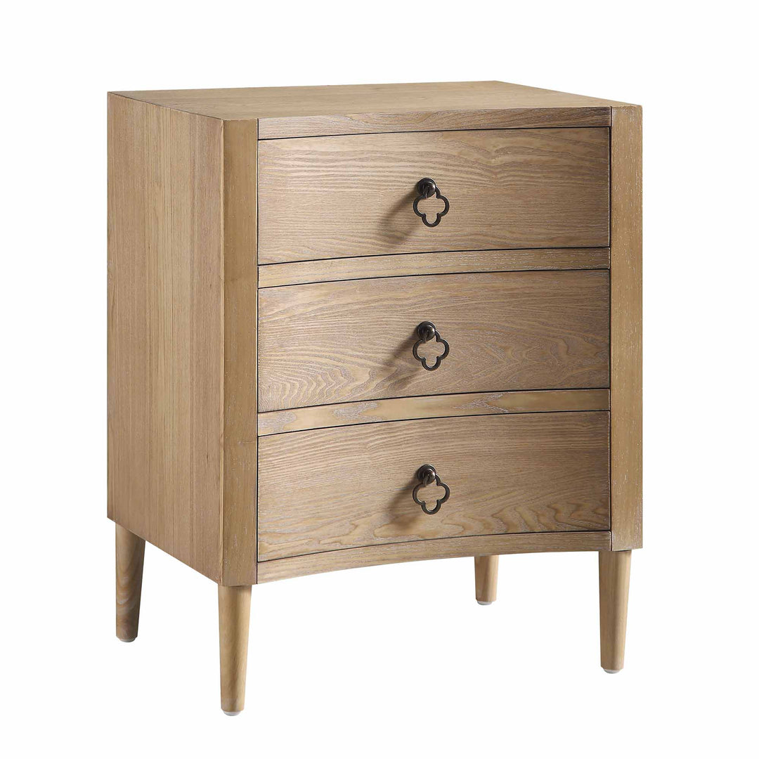 Thalia Concave 3 Drawer Bedside Table, Natural | daals