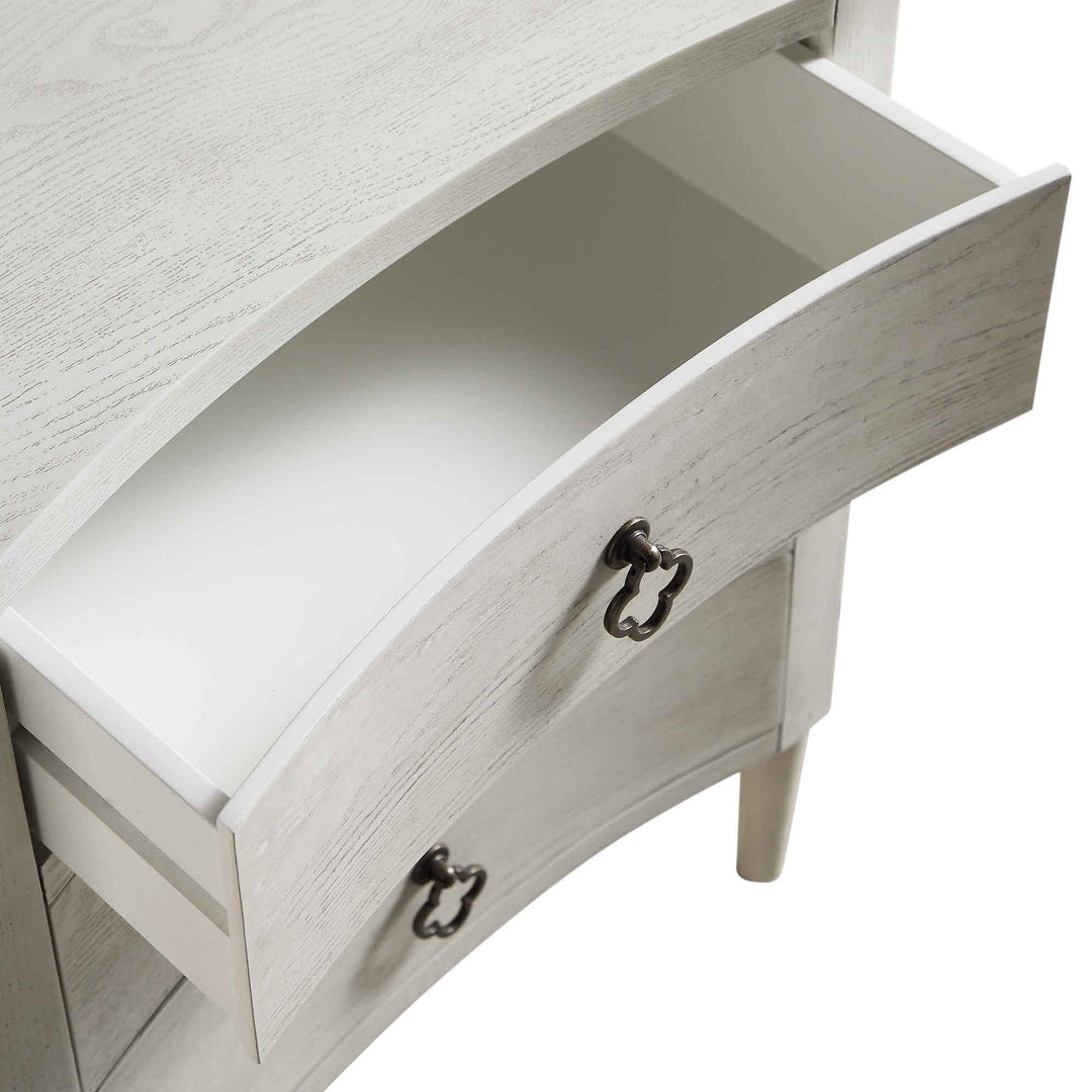 Thalia Concave 3 Drawer Bedside Table, Washed White | daals