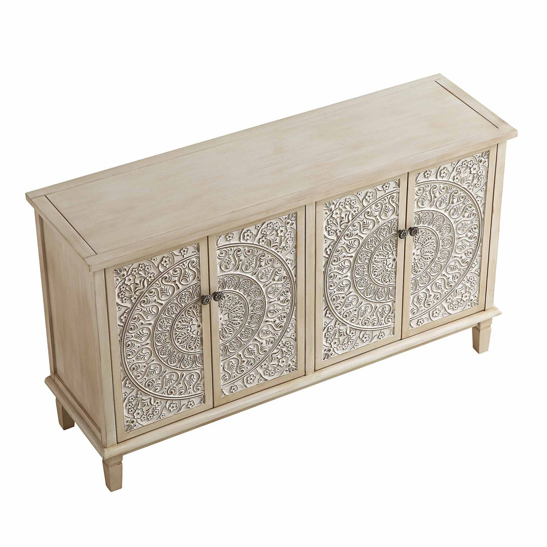 Chantilly Whitewashed Carved Large Sideboard | daals