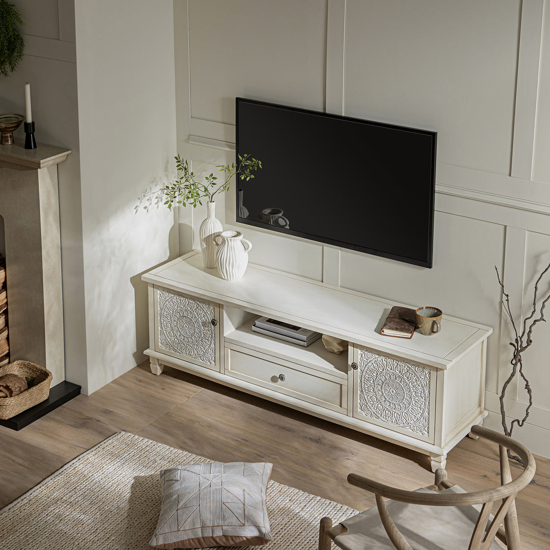 Chantilly Whitewashed 150cm Wide TV Unit | daals