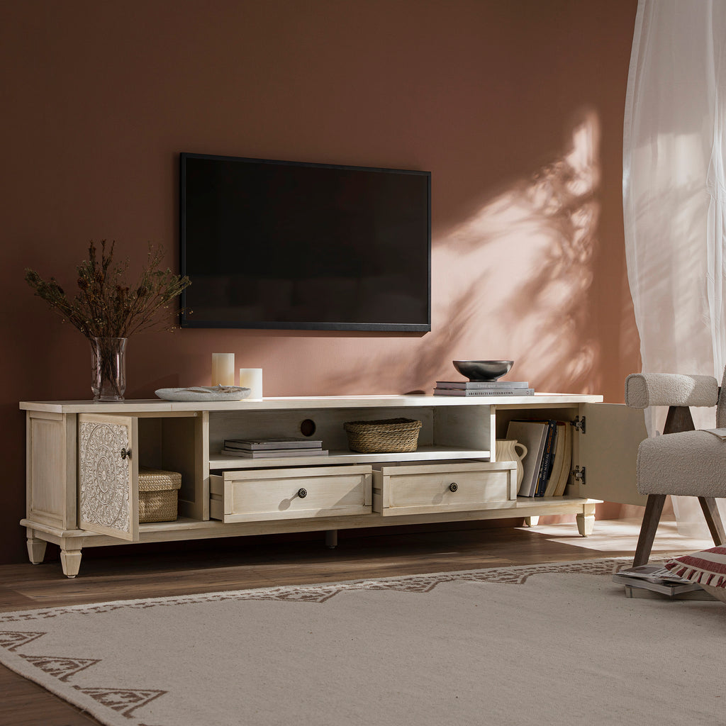 Chantilly Whitewashed 200cm Wide TV Unit | daals