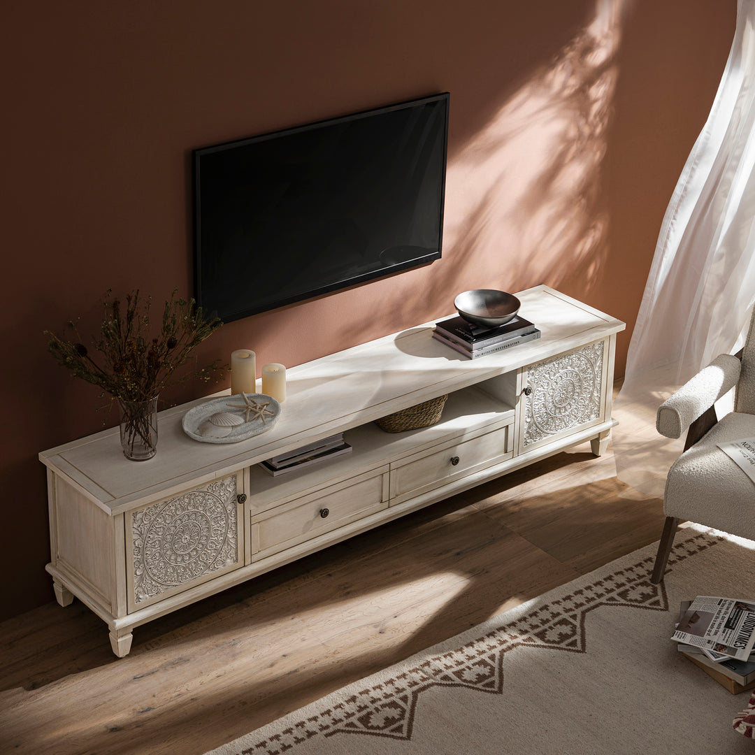 Chantilly Whitewashed 200cm Wide TV Unit | daals