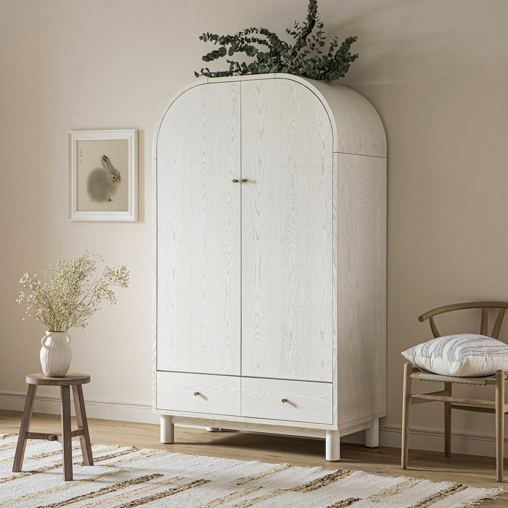 Maude Double Wardrobe, Washed White Ash | daals