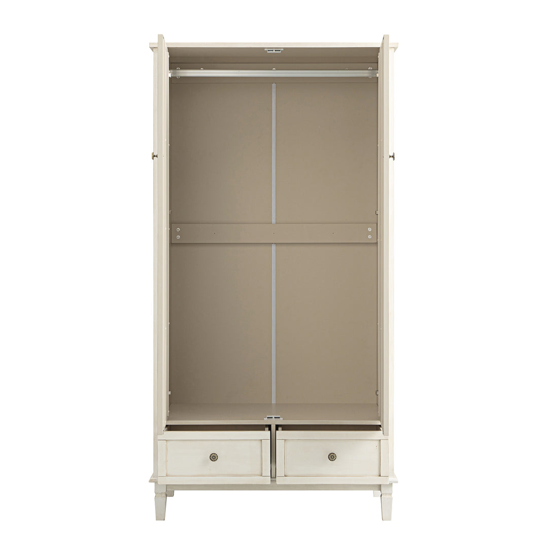 Chantilly Whitewashed Carved Double Wardrobe | daals