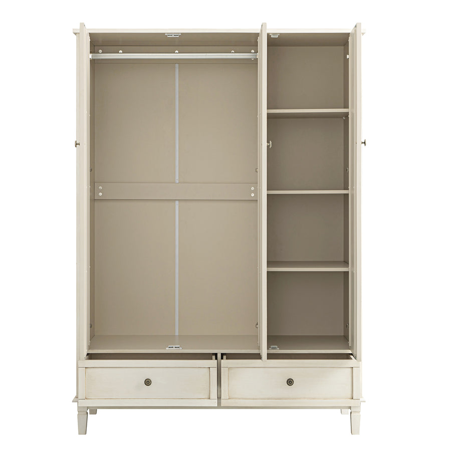 Chantilly Whitewashed Carved Triple Wardrobe | daals