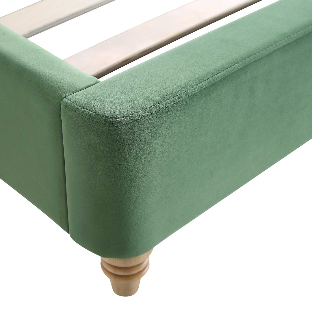 Leamington Deep-Buttoned Upholstered Bed, Meadow Green Velvet | daals