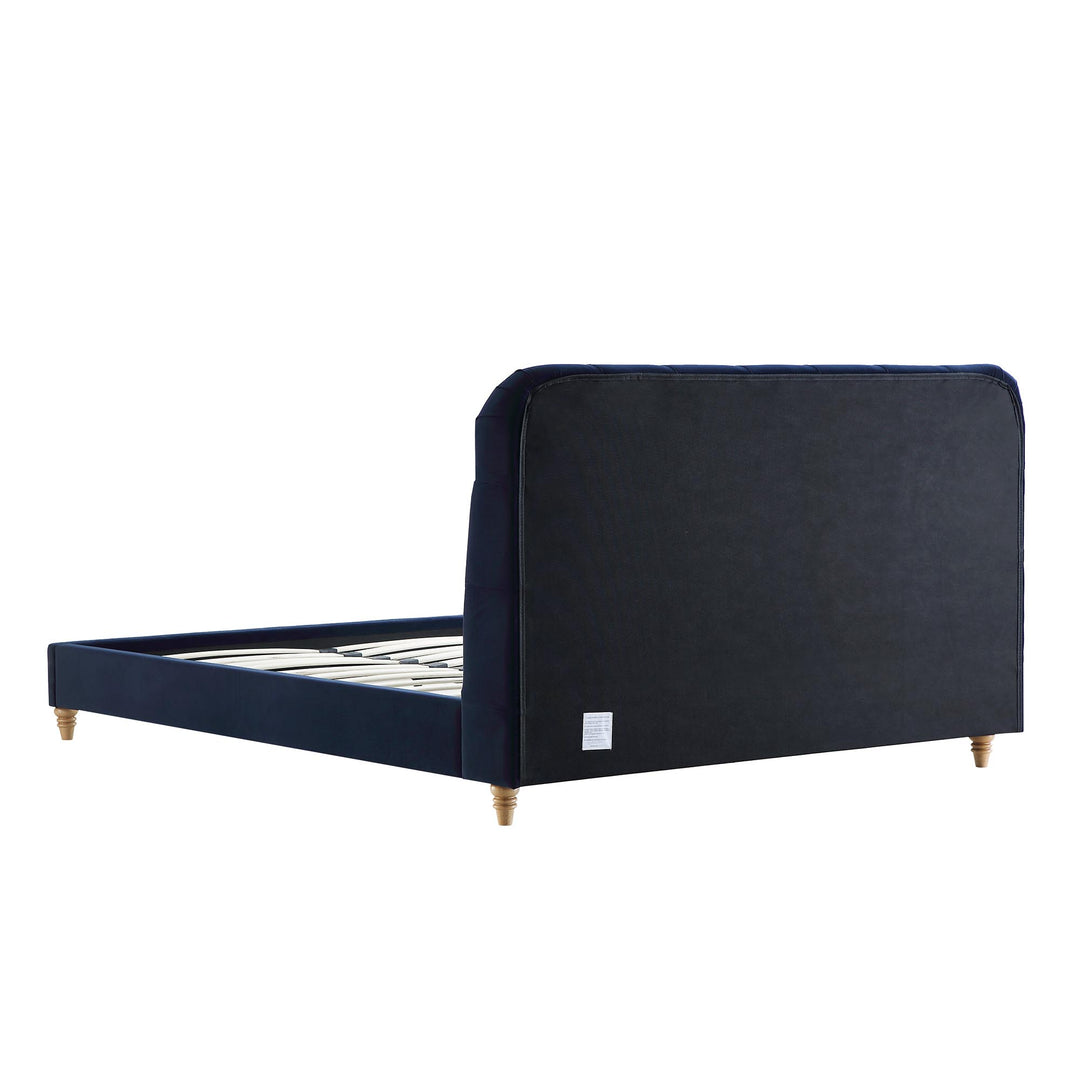 Leamington Deep-Buttoned Upholstered Bed, Midnight Blue Velvet | daals
