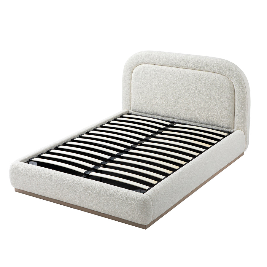 Luella Upholstered Wooden Plinth Base Storage Bed, Ecru Boucle | daals
