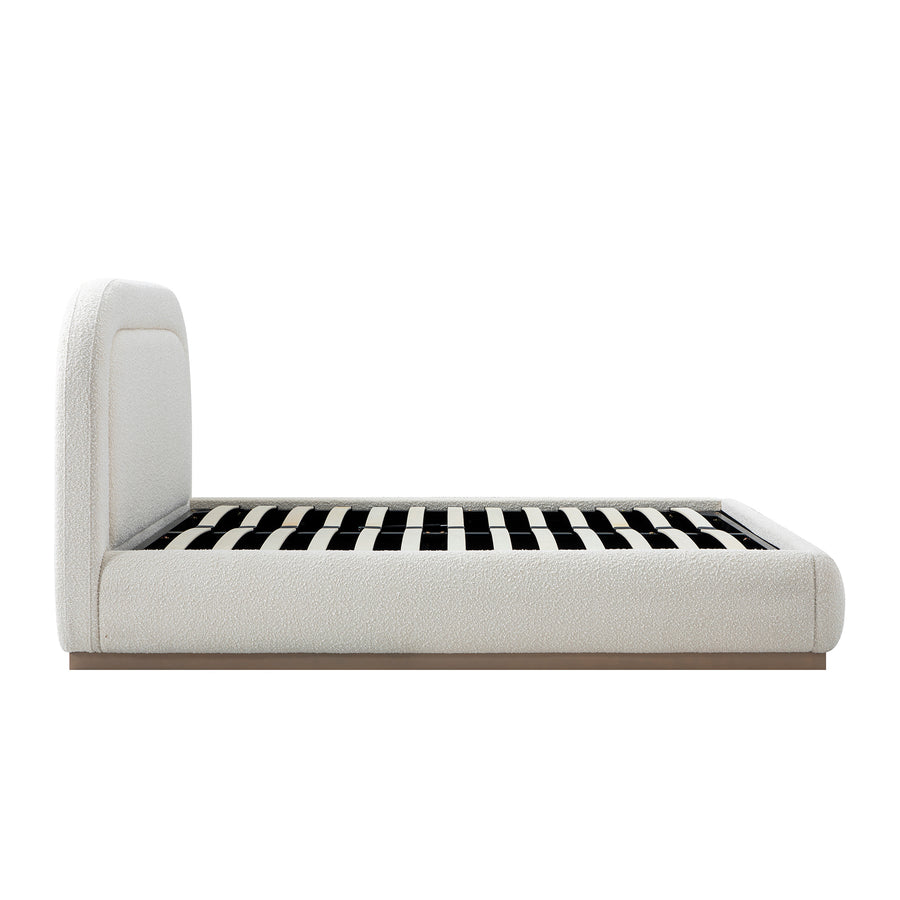 Luella Upholstered Wooden Plinth Base Storage Bed, Ecru Boucle | daals