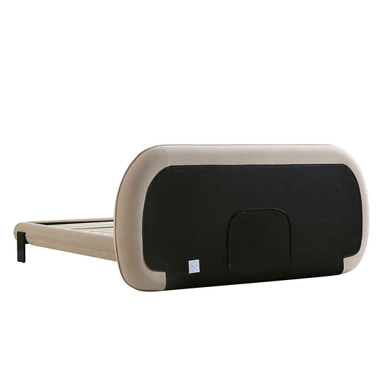 Elystan Oval Headboard Upholstered Bed, Warm Beige Fabric | daals
