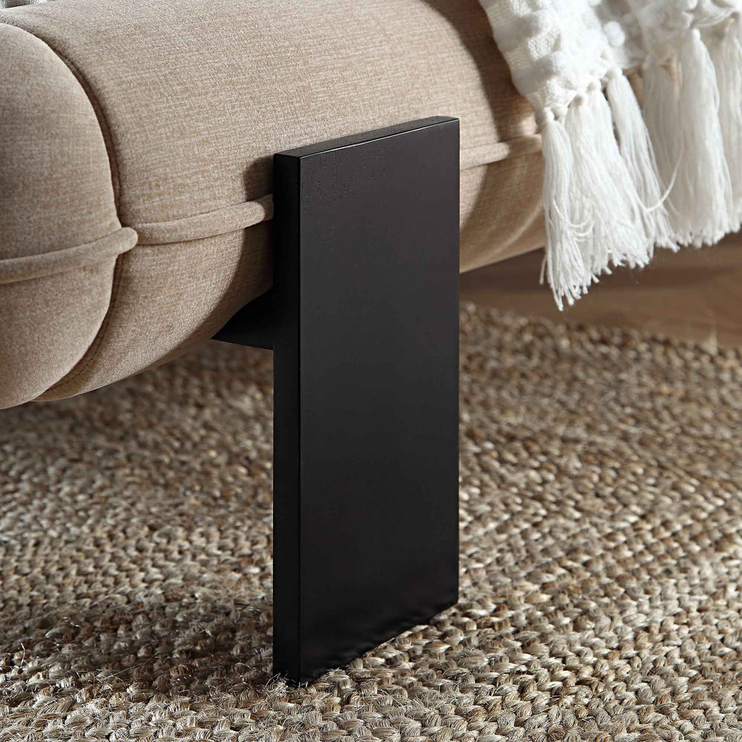 Elystan Oval Headboard Upholstered Bed, Warm Beige Fabric | daals