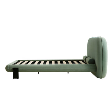Elystan Oval Headboard Upholstered Bed, Olive Green Fabric | daals