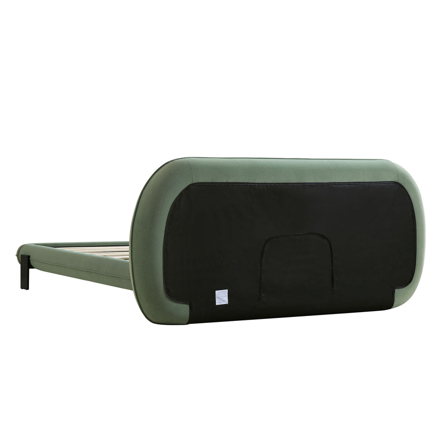 Elystan Oval Headboard Upholstered Bed, Olive Green Fabric | daals