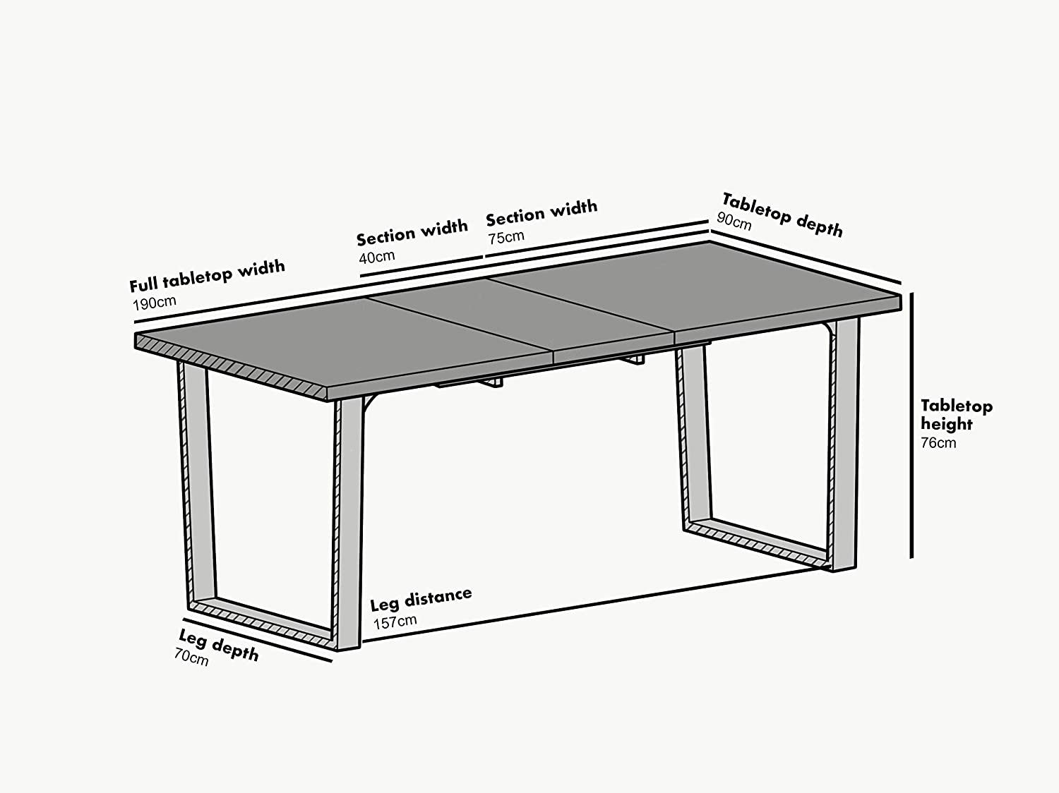 BERN 6-8 Seater Oak Extending Dining Table with Metal Legs | daals