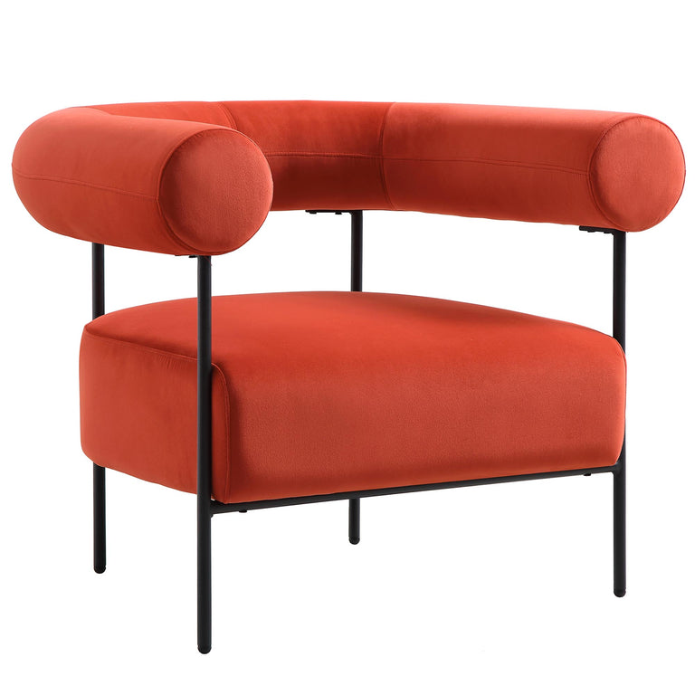 Fulbourn Rust Ochre Velvet Armchair | daals