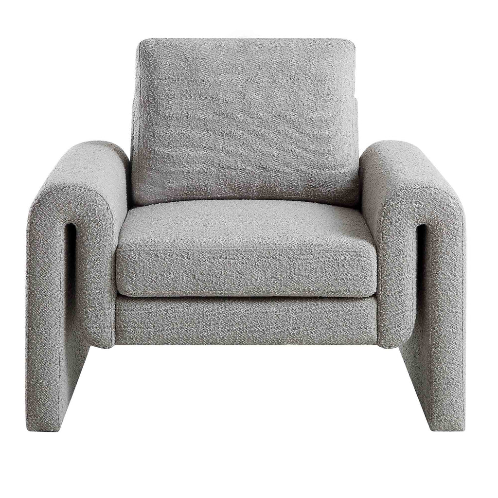 Hampstead Grey Boucle Curved Armchair | daals