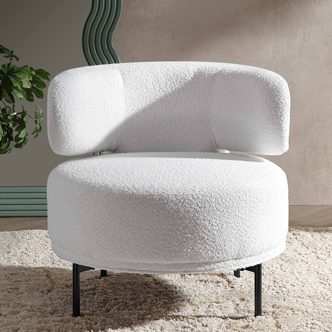 Penn White Boucle Wing Back Accent Chair | daals