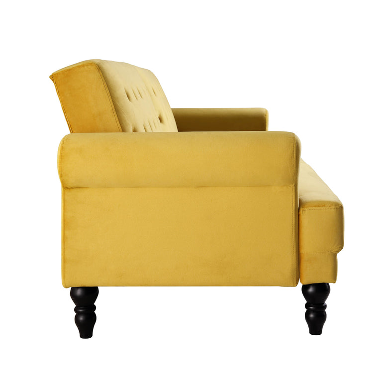Hanney 3-Seater Chesterfield Sofabed in Mustard Yellow Velvet | daals