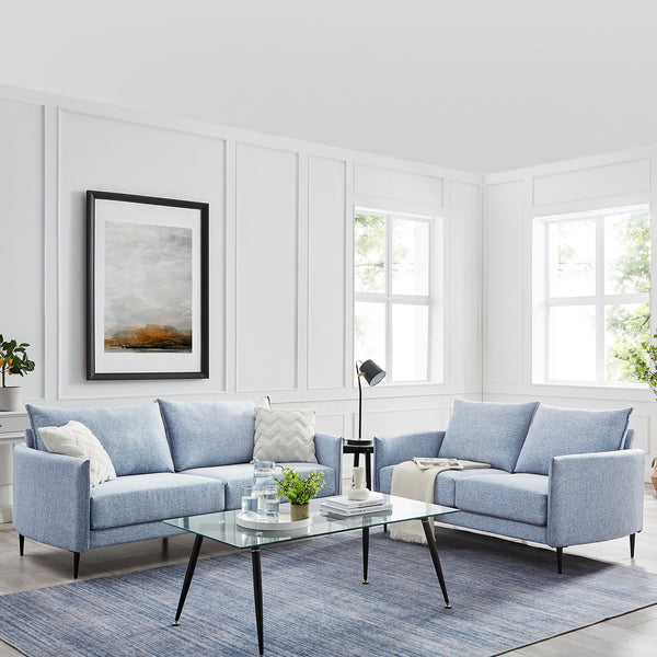 Bari Flax Blue Fabric Sofa | daals
