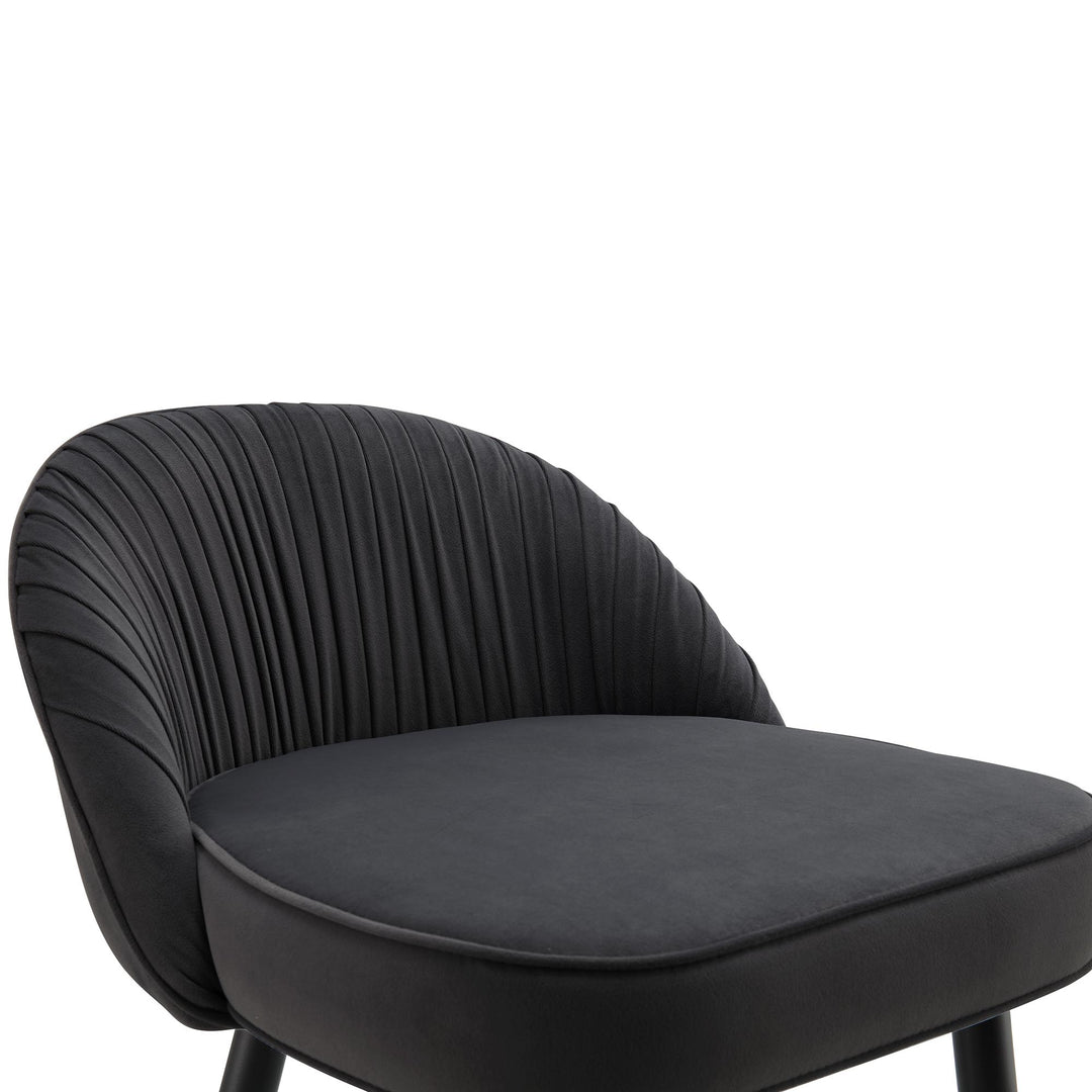 Miyae Set of 2 Pleated Charcoal Velvet Upholstered Counter Stools | daals