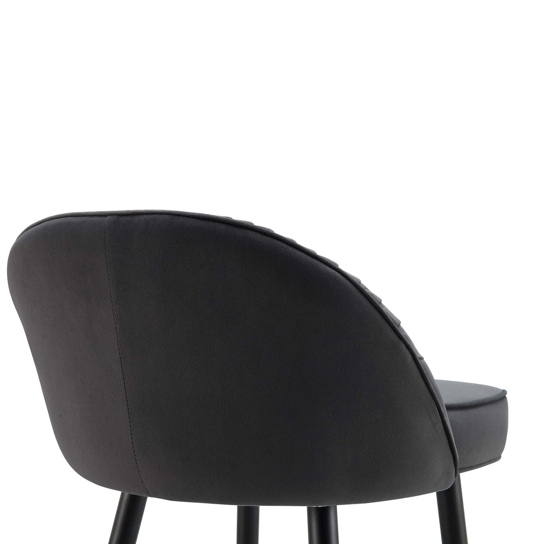 Miyae Set of 2 Pleated Charcoal Velvet Upholstered Counter Stools | daals