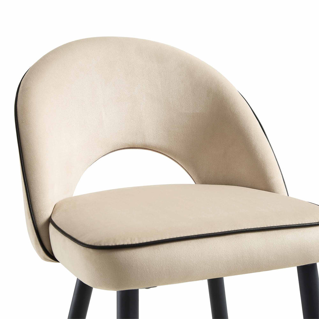 Oakley Set of 2 Champagne Velvet Upholstered Counter Stools with Contr ...