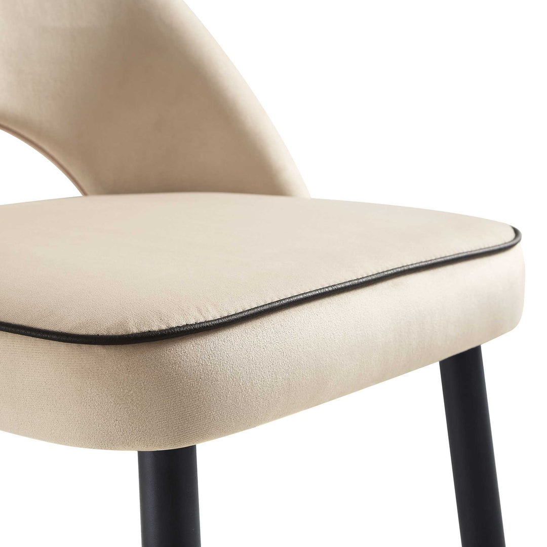 Oakley Set of 2 Champagne Velvet Upholstered Counter Stools with Contr ...