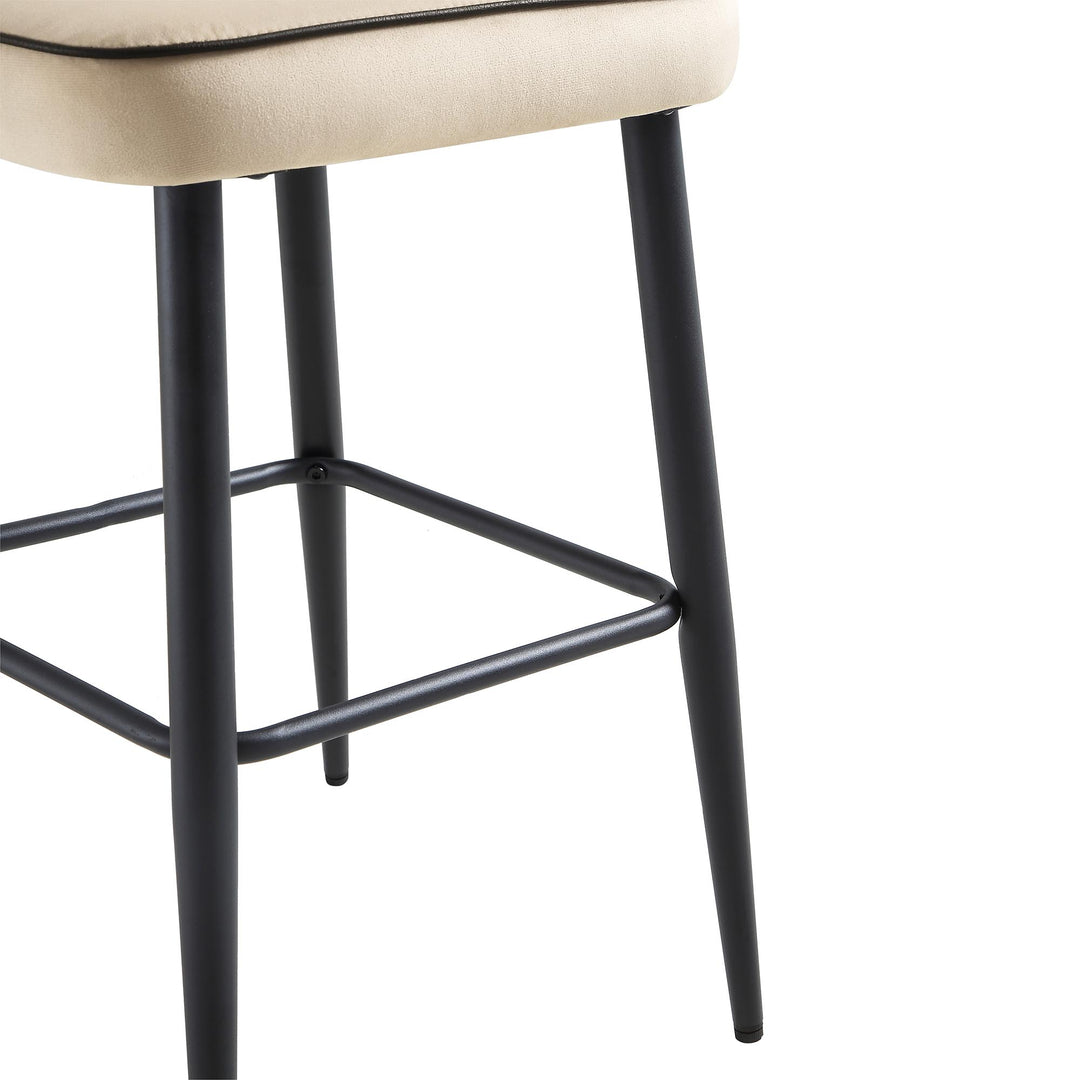 Oakley Set of 2 Champagne Velvet Upholstered Counter Stools with Contr ...