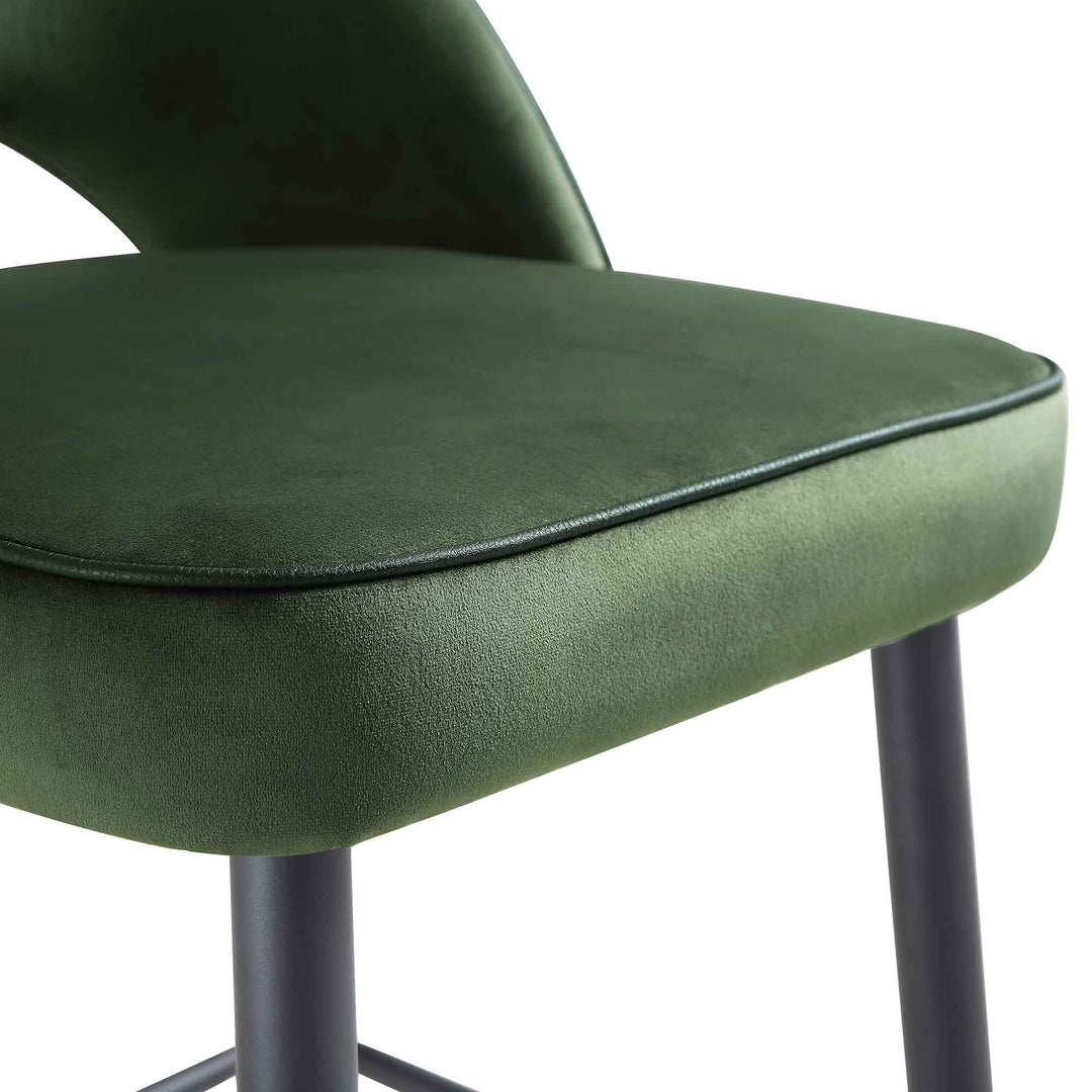 Oakley Set of 2 Dark Green Velvet Upholstered Counter Stools with Cont ...