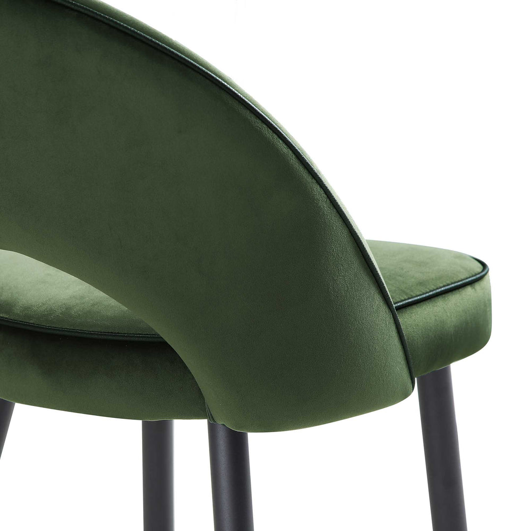 Oakley Set of 2 Dark Green Velvet Upholstered Counter Stools with Cont ...