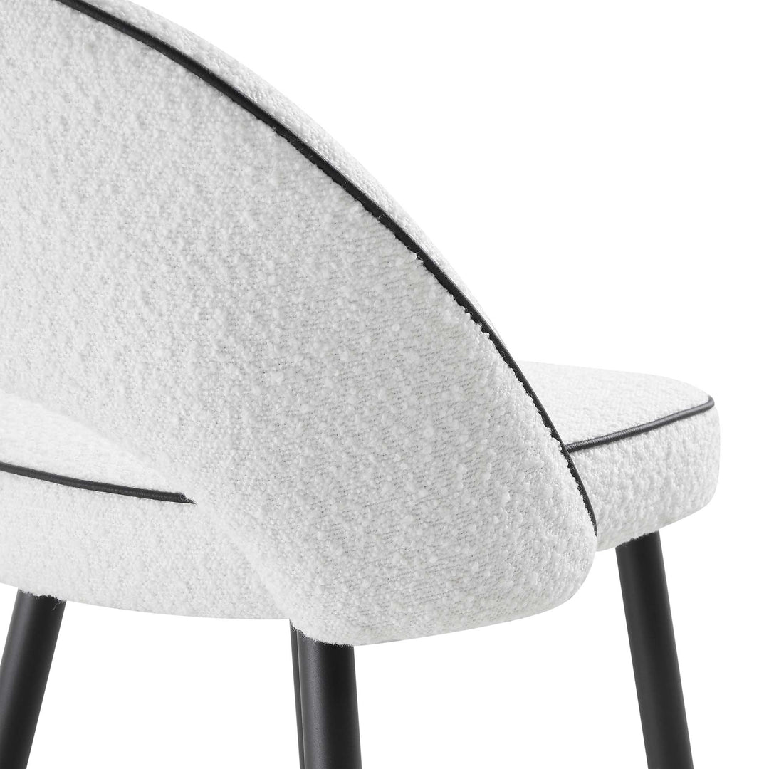 Oakley Set of 2 White Boucle Upholstered Counter Stools with Contrast ...