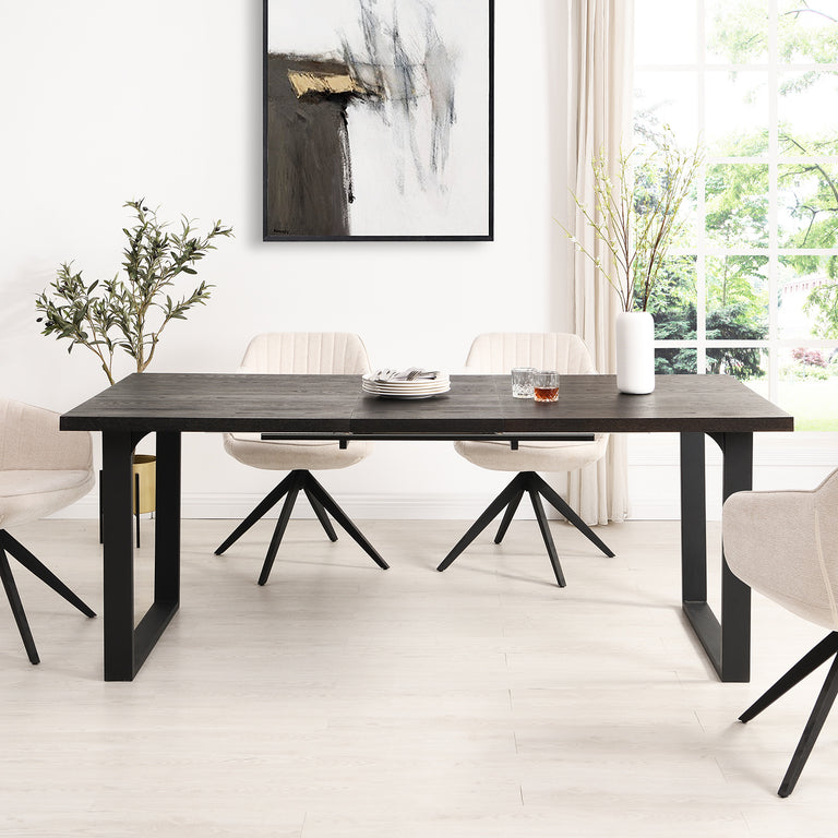 BERN 6-8 Seater Dark Oak Extending Dining Table with Metal Legs | daals