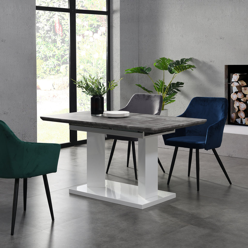 Goswell Concrete Effect Extending Dining Table 6 to 8 Seater | daals