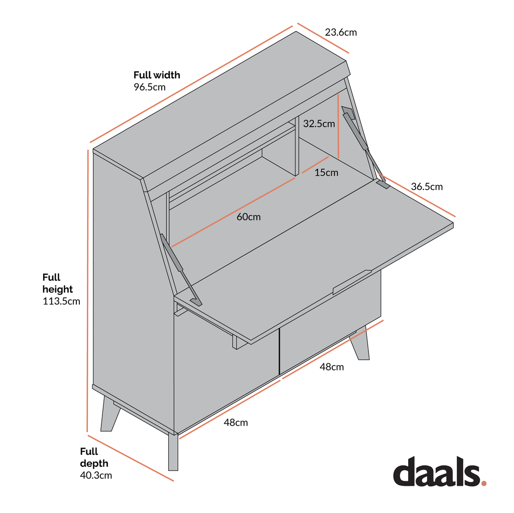 Ernest Writing Bureau in White & Oak Colour | daals