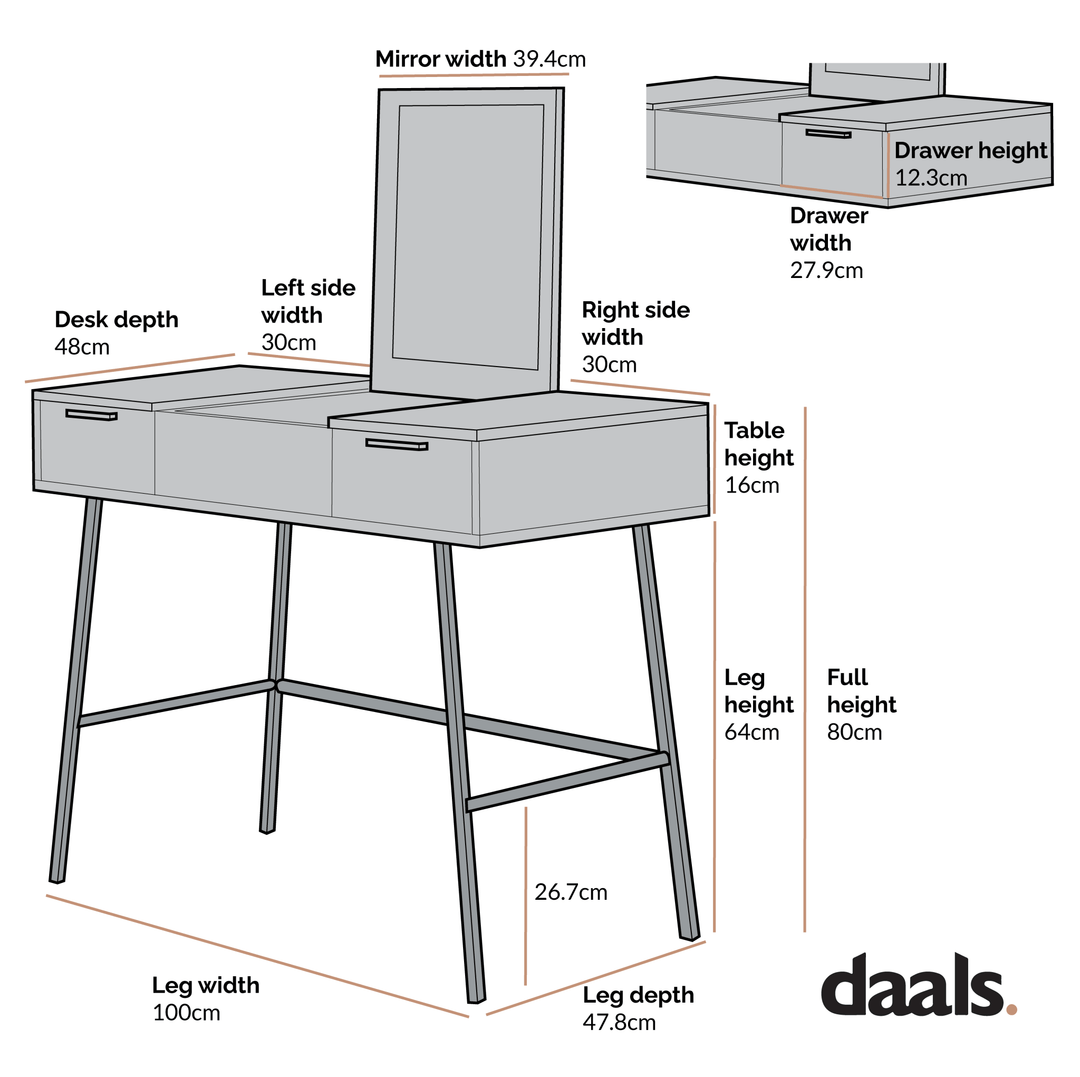 Selwyn Oak Effect Console Dressing Table | daals