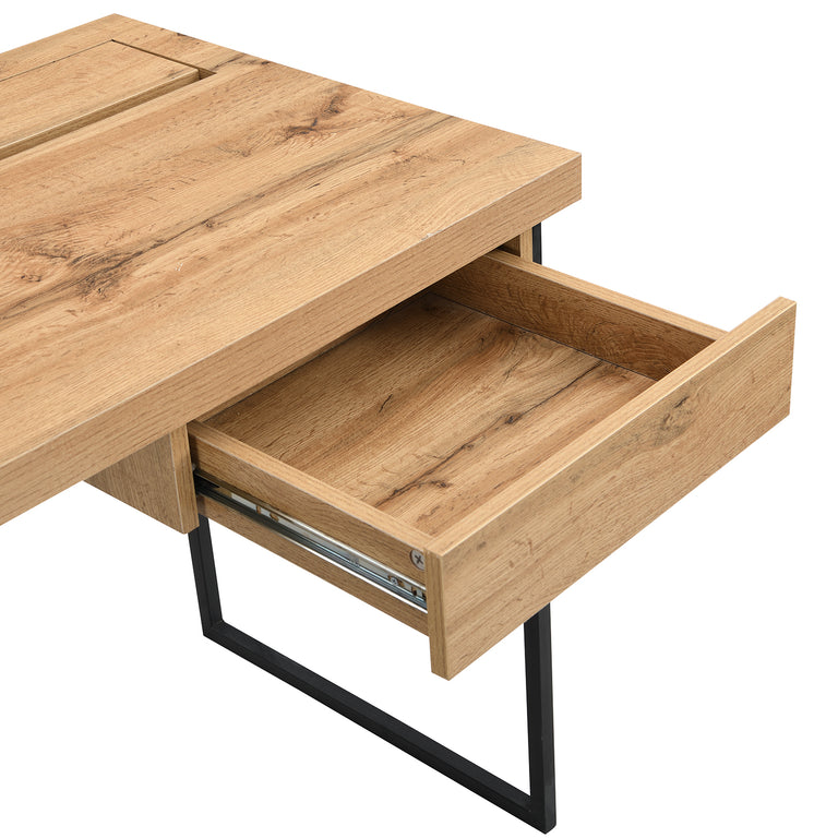 Vaxjo 1 Drawer Oak Effect Desk with Cable Management Storage | daals