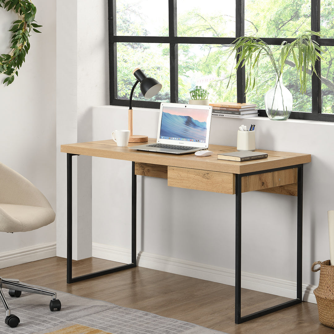 Vaxjo 1 Drawer Oak Effect Desk with Cable Management Storage | daals