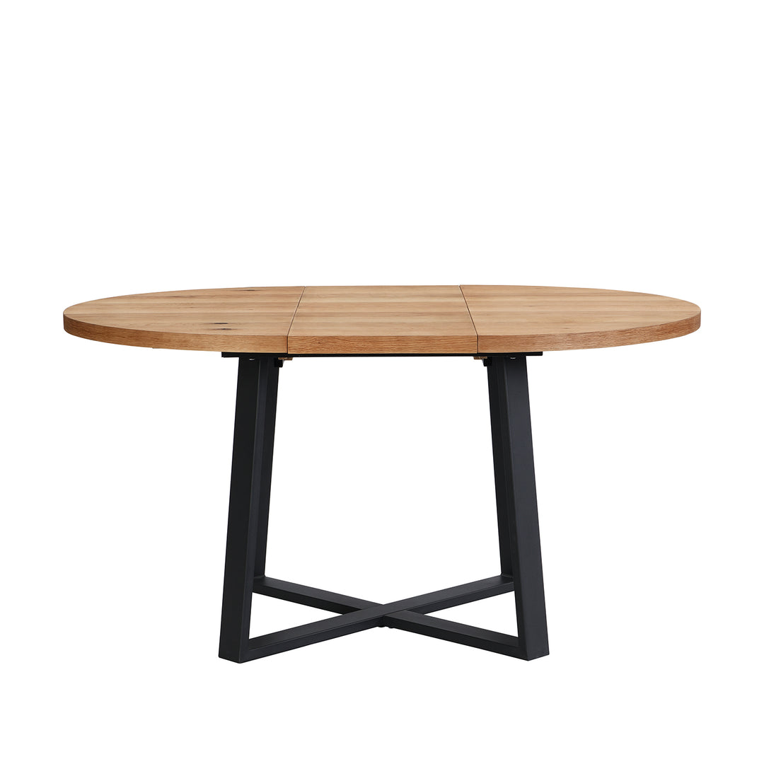 BERN Extending Round Dining Table with Metal Legs, Oak | daals