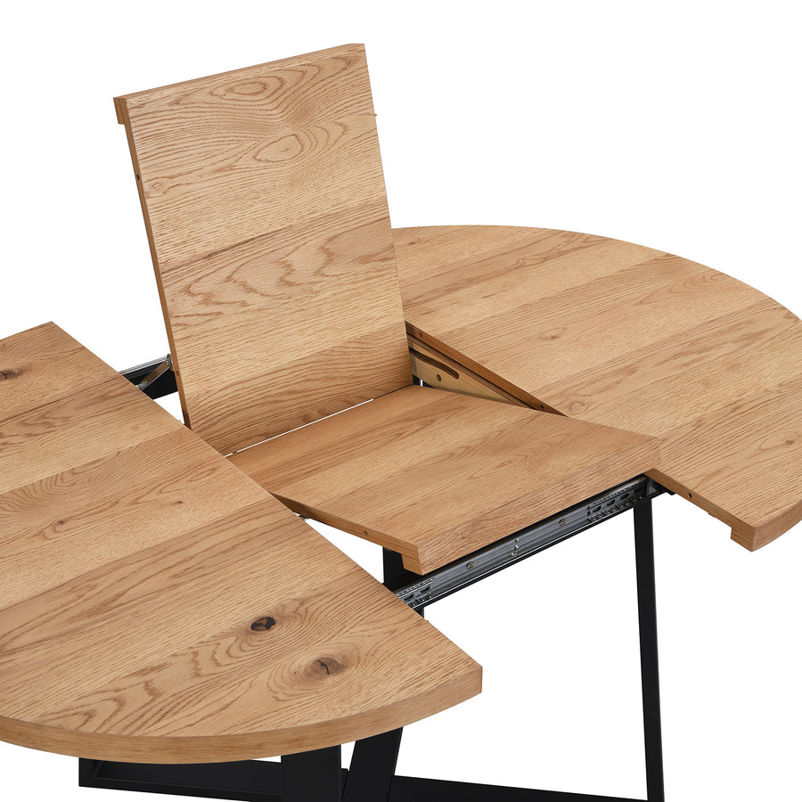 BERN Extending Round Dining Table with Metal Legs, Oak | daals