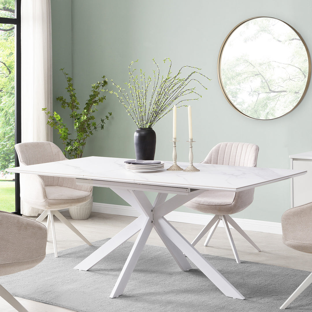 Varden White Ceramic Extending Dining Table | daals