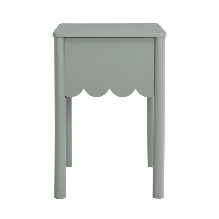 Henley Sage Green Scalloped Edge Bedside Table | daals