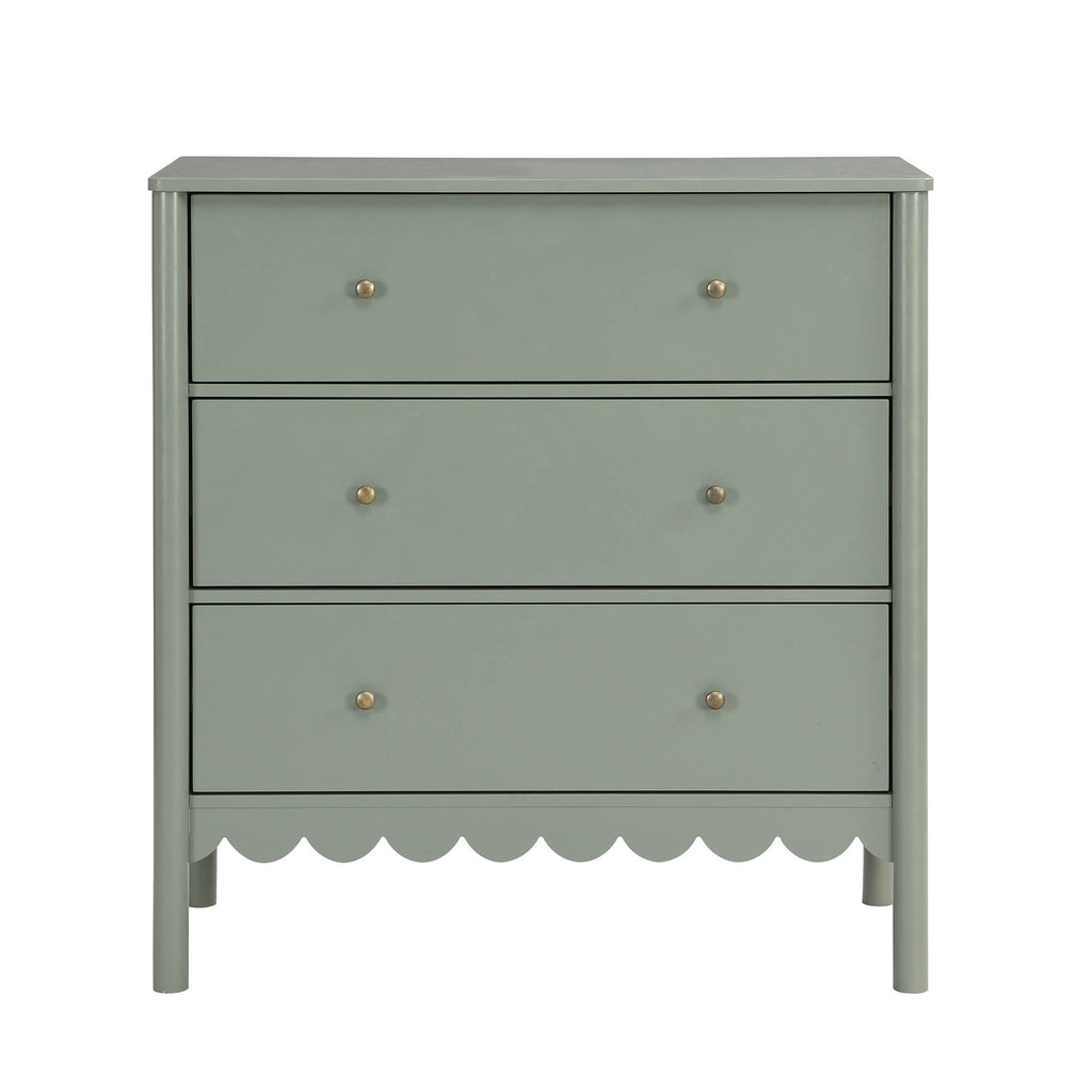 Henley Sage Green Scalloped Edge 3 Drawer Chest | daals