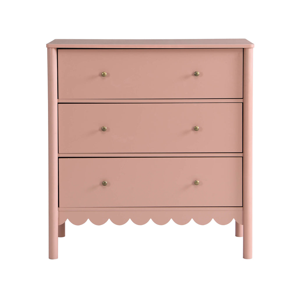 Henley Pink Scalloped Edge 3 Drawer Chest | daals