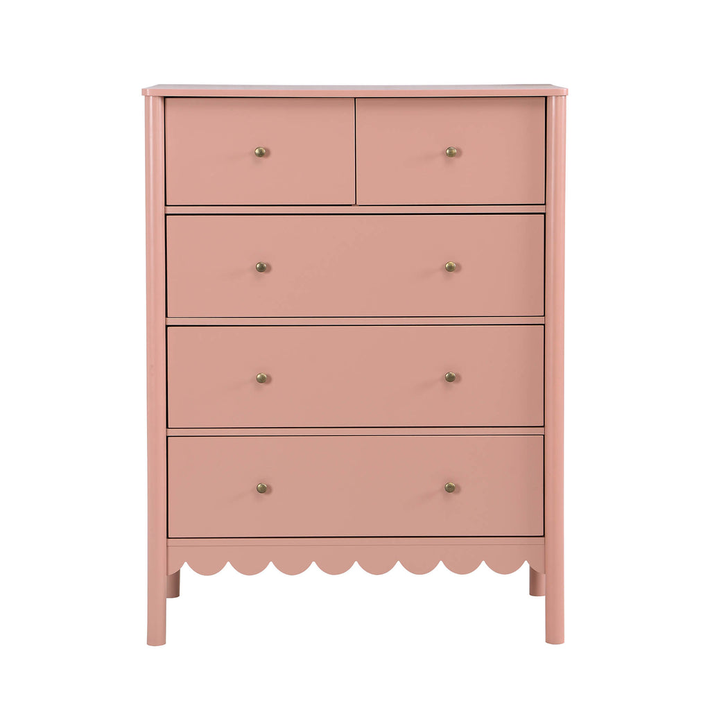 Henley Pink Scalloped Edge 2 Over 3 Drawer Chest | daals