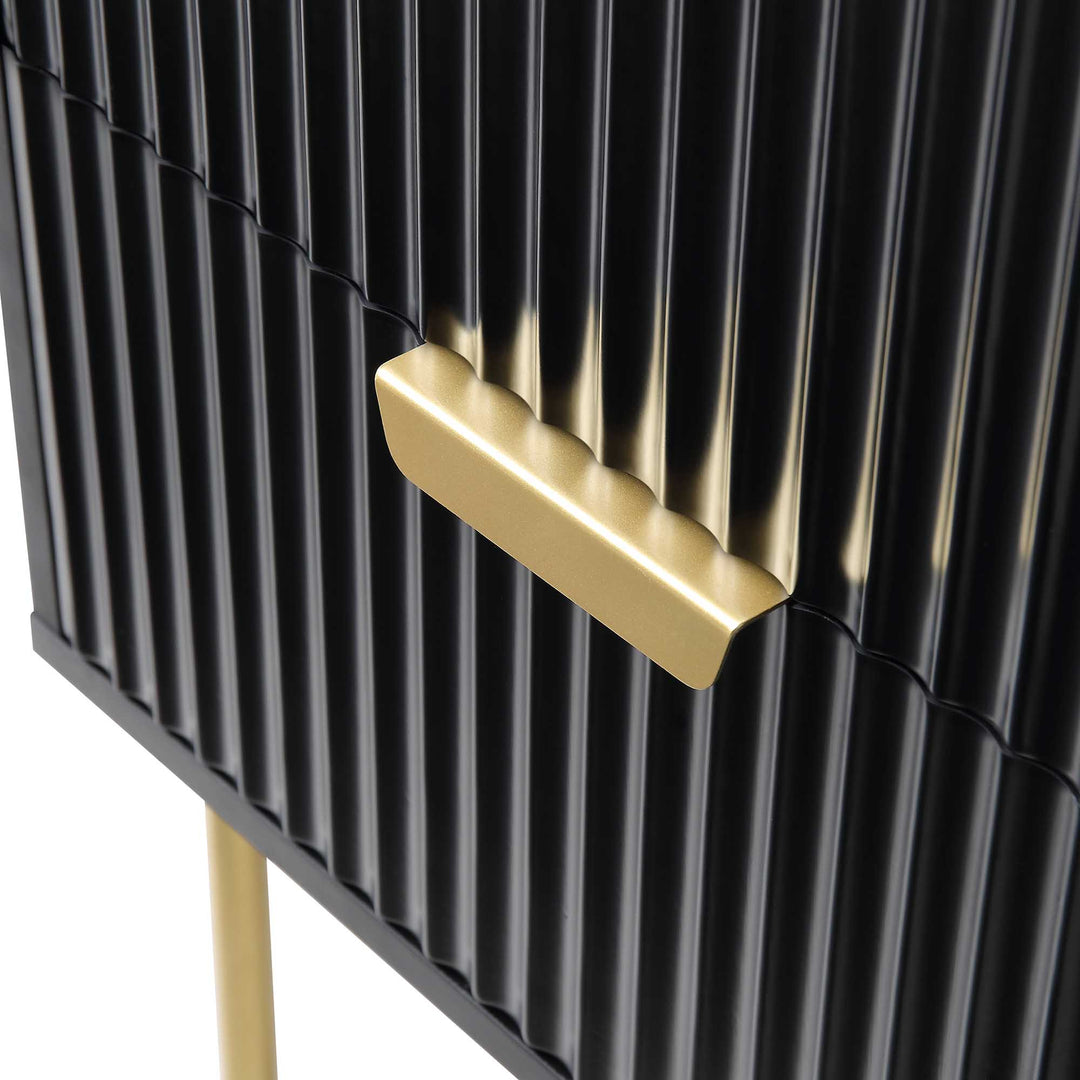 Richmond Ridged 2 Drawer Bedside Table, Matte Black | daals