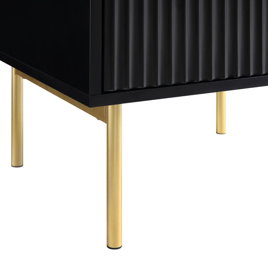 Richmond Ridged 2 Drawer Bedside Table, Matte Black | daals